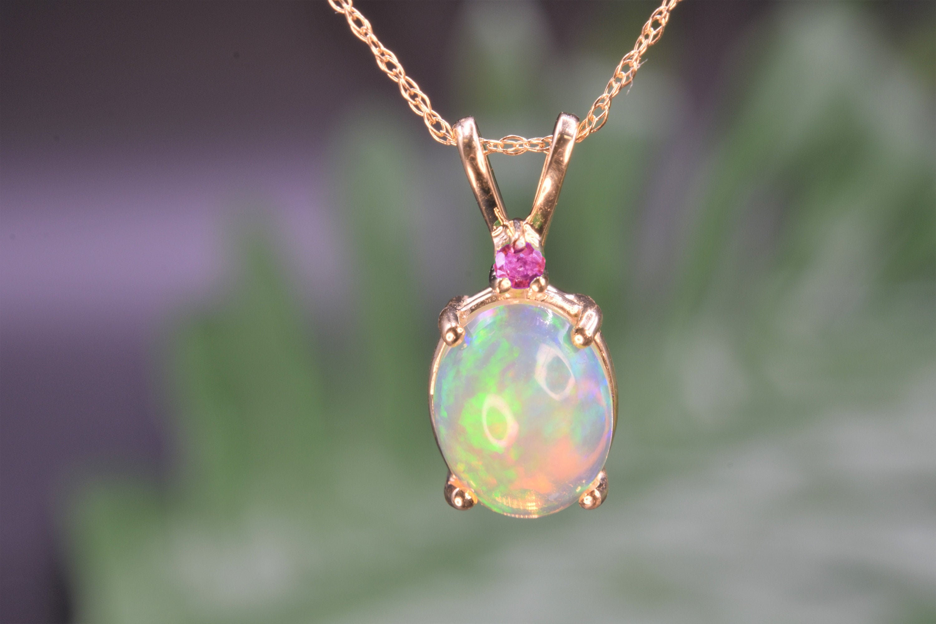 OPAL RUBY NECKLACE Natural Opal Ruby pendant Birthday gift | Etsy
