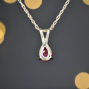 Pear Shape NATURAL RUBY NECKLACE, Jewelry Gift, Dainty Ruby Pendant in ...