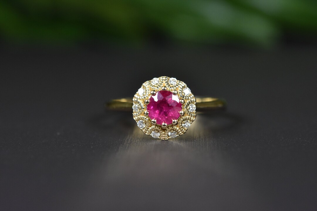 Natural Ruby Ring | Yellow Gold Ruby Ring | Ruby Engagement Ring ...