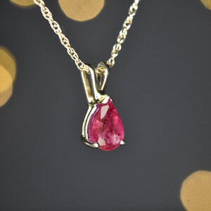 Pear Shape NATURAL RUBY NECKLACE, Jewelry Gift, Dainty Ruby Pendant in ...