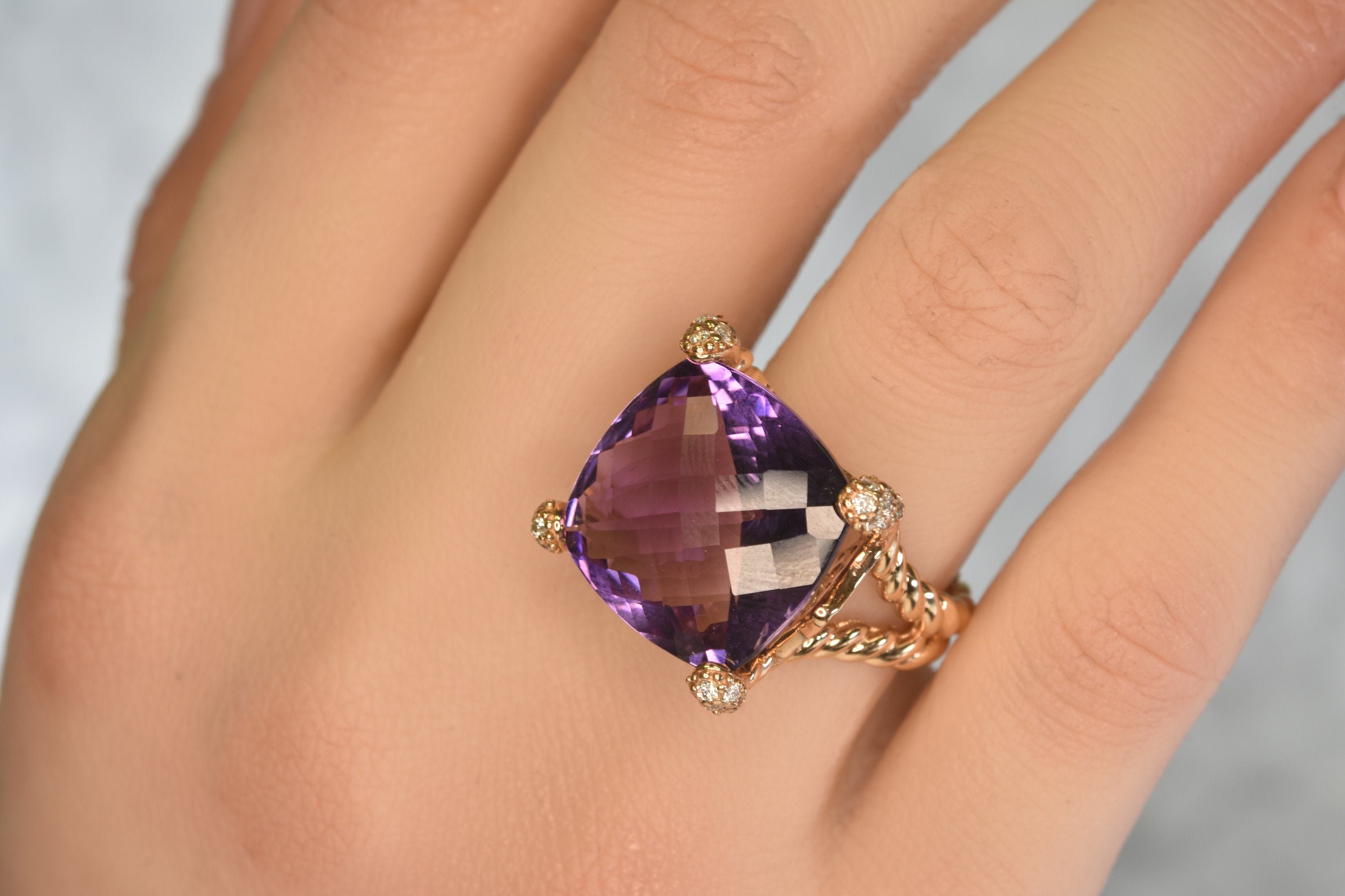 Extremely Rare AMETHYST DIAMOND GOLD Ring 14ct Amethyst Ring | Etsy