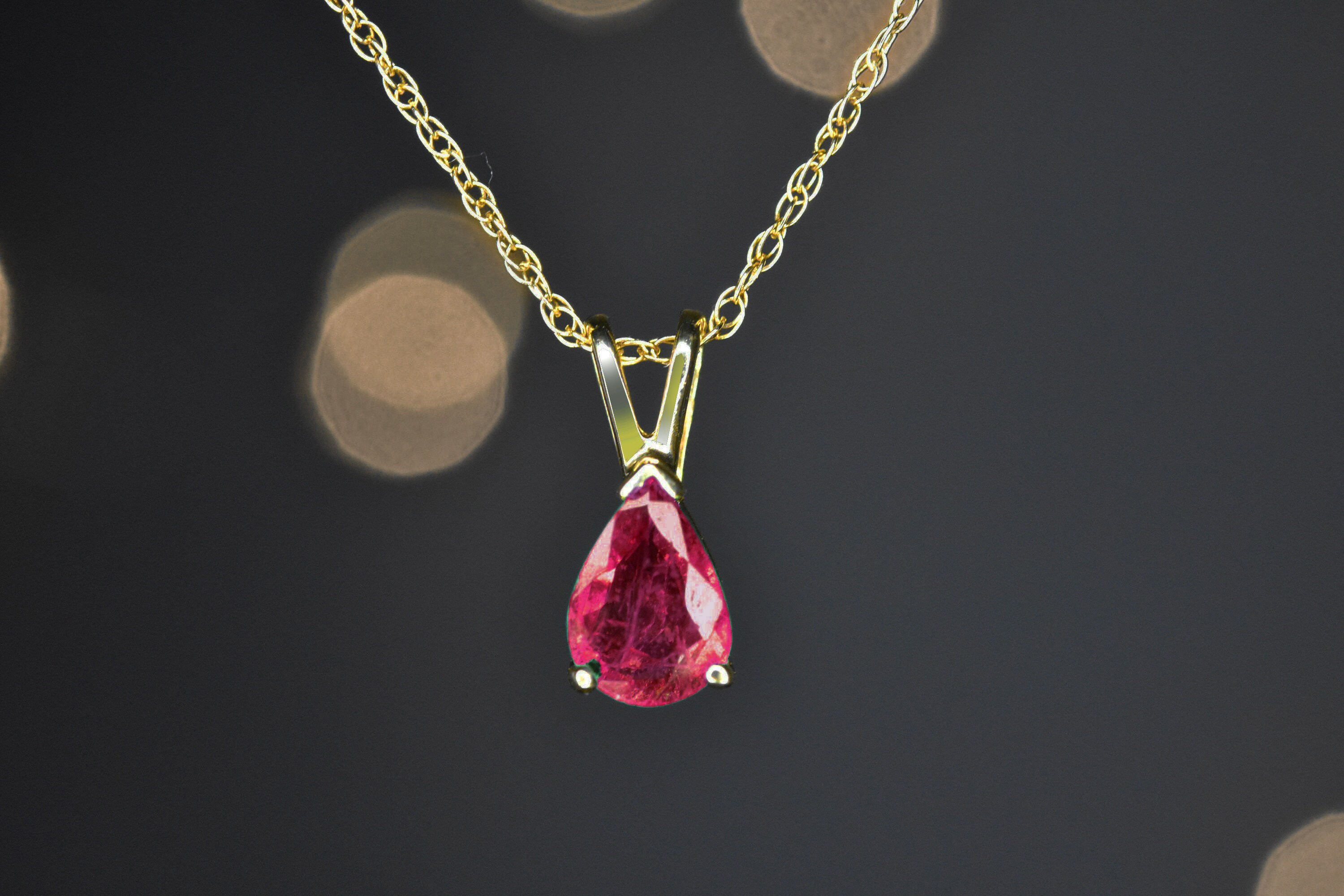 Pear Shape NATURAL RUBY NECKLACE Jewelry Gift Dainty Ruby - Etsy