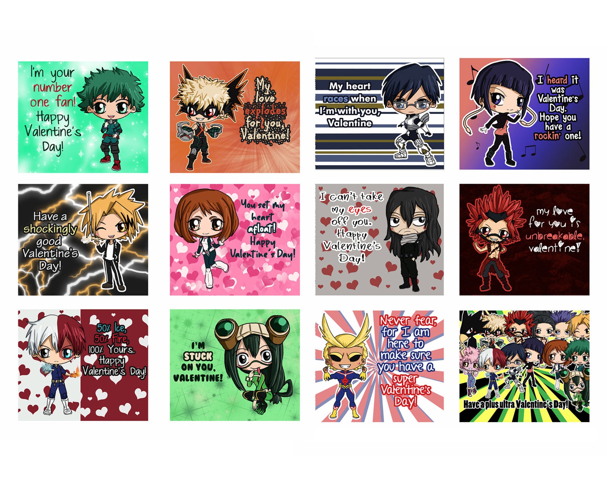 Digital Download Chibi Hero Anime Inspired Valentine Cards - Etsy