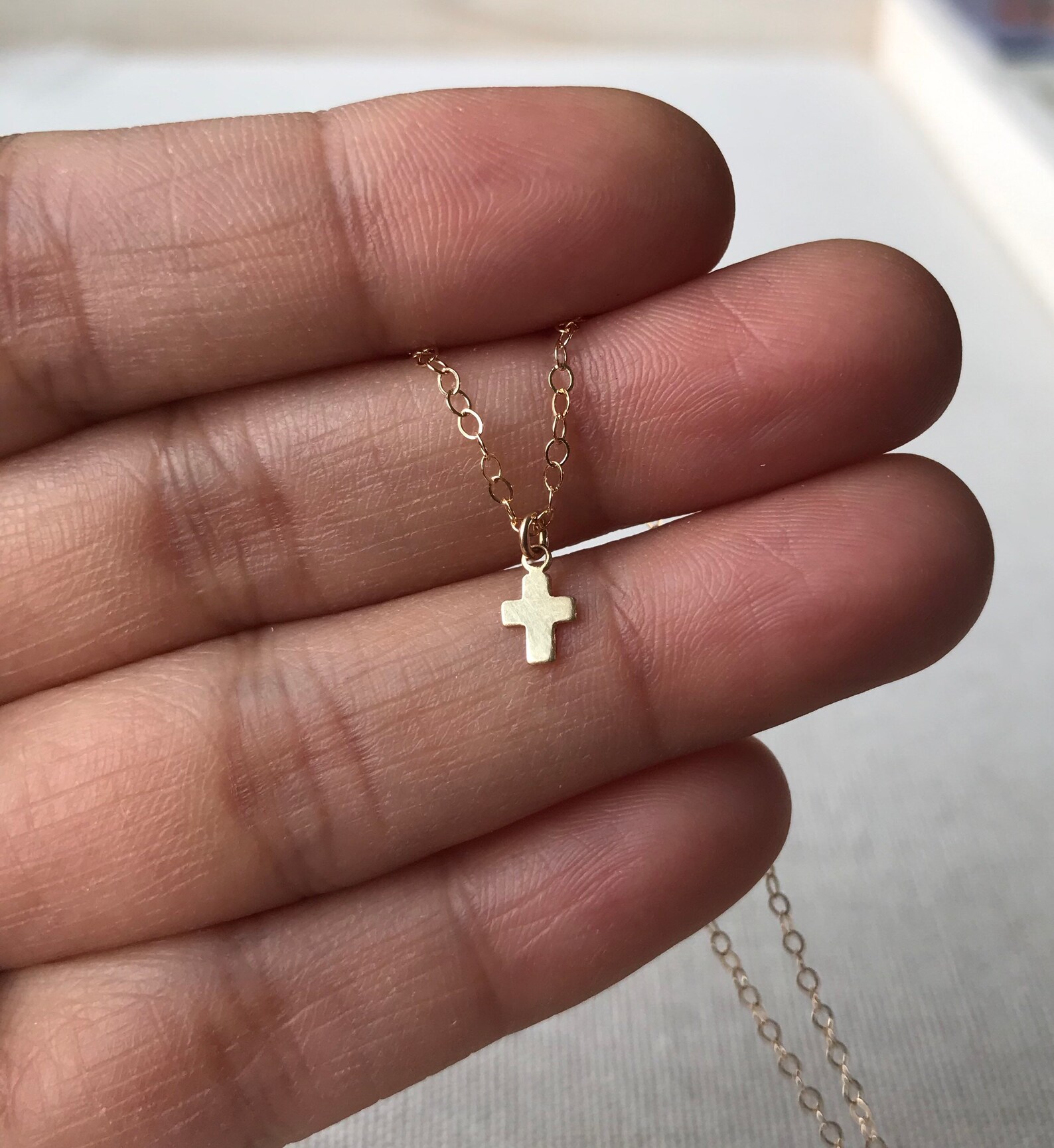 Tiny Cross Necklace 14k Gold Filled Cross Necklace Sterling | Etsy