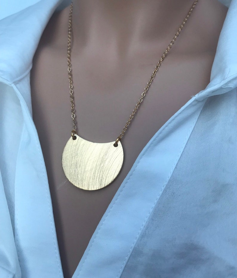Half Moon Necklace Half Circle Necklace Brushed Gold - Etsy