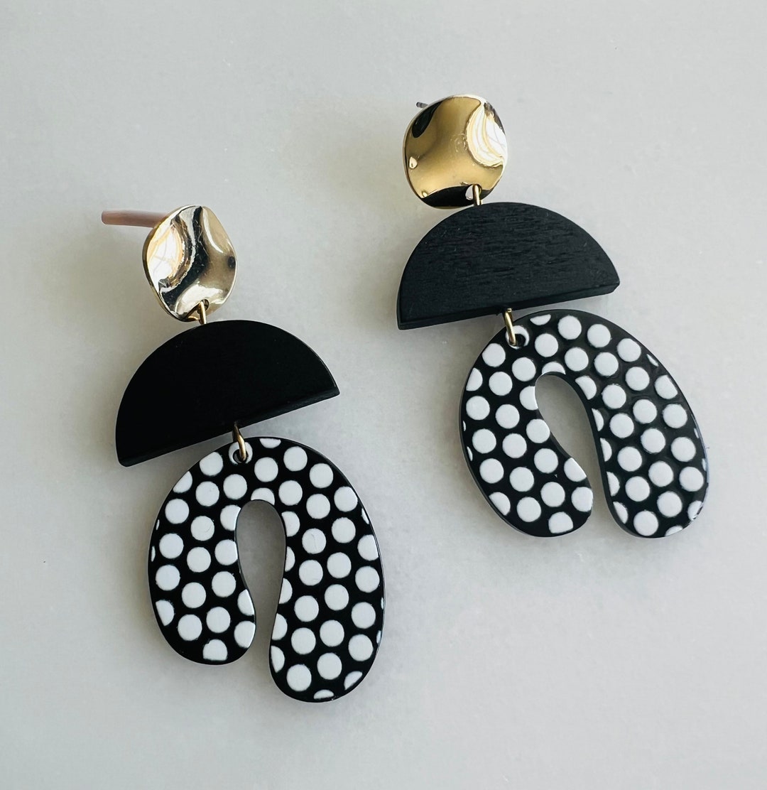 Half Circle Earrings, Art Deco Style Earrings, Statement Earrings ...