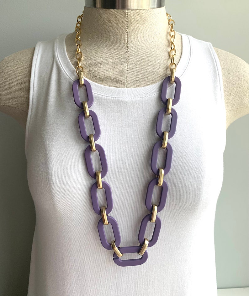 Colorful Acrylic Chain Necklace, Long Chain Necklace, Thick Chain ...