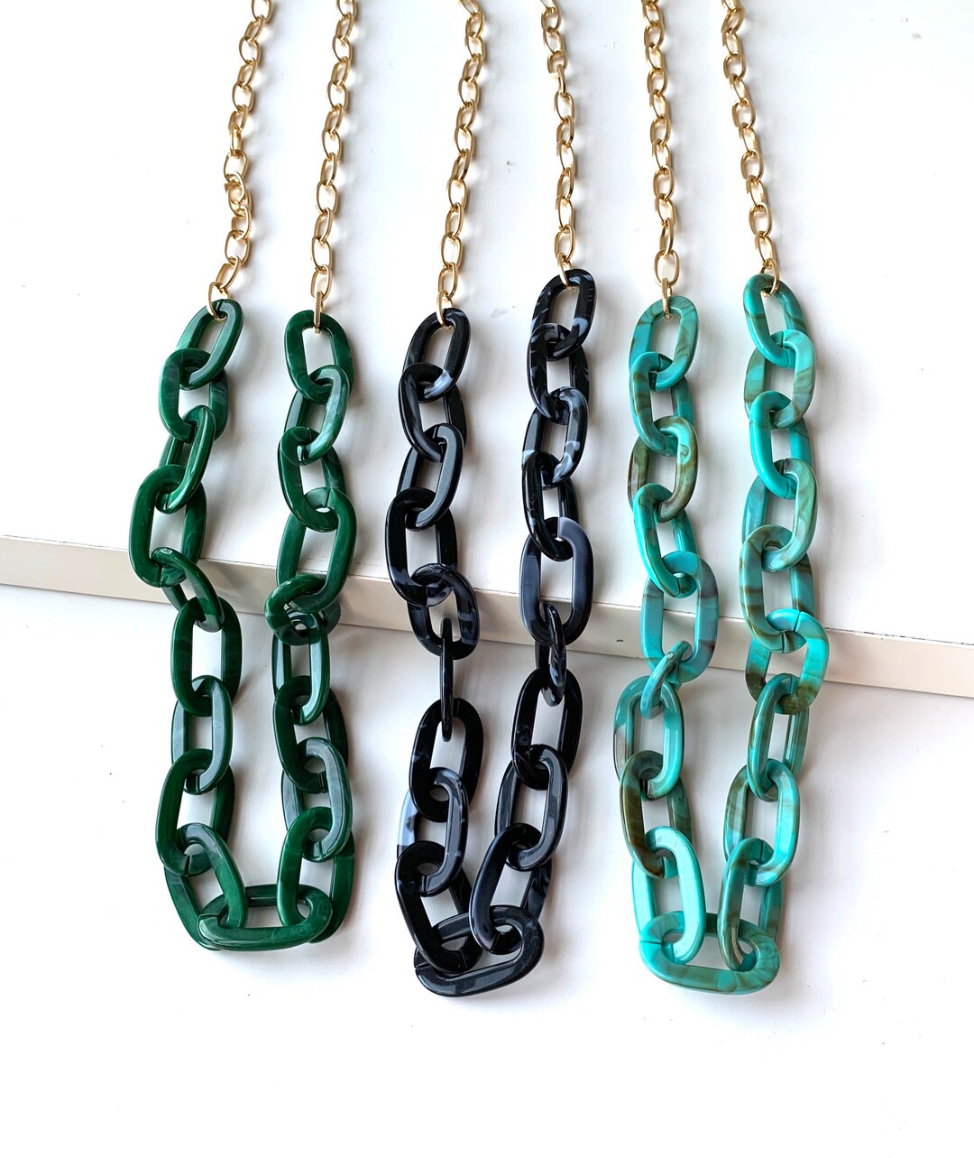 Chunky Chain Necklace, Acrylic Link Necklace, Long Chain Necklace ...