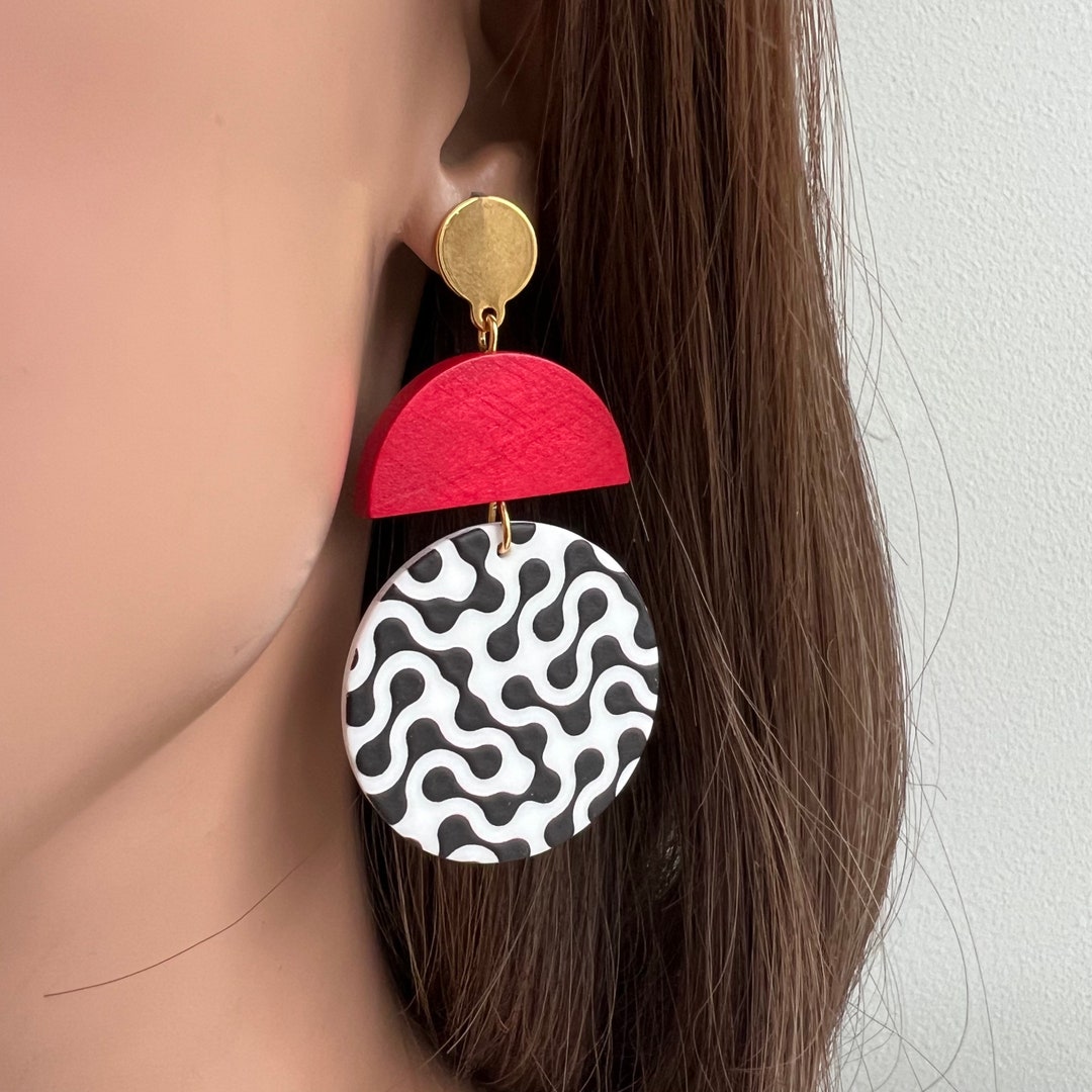 Modern Earrings, Semi Circle Earrings, 3D Printed Earrings, Geometric ...