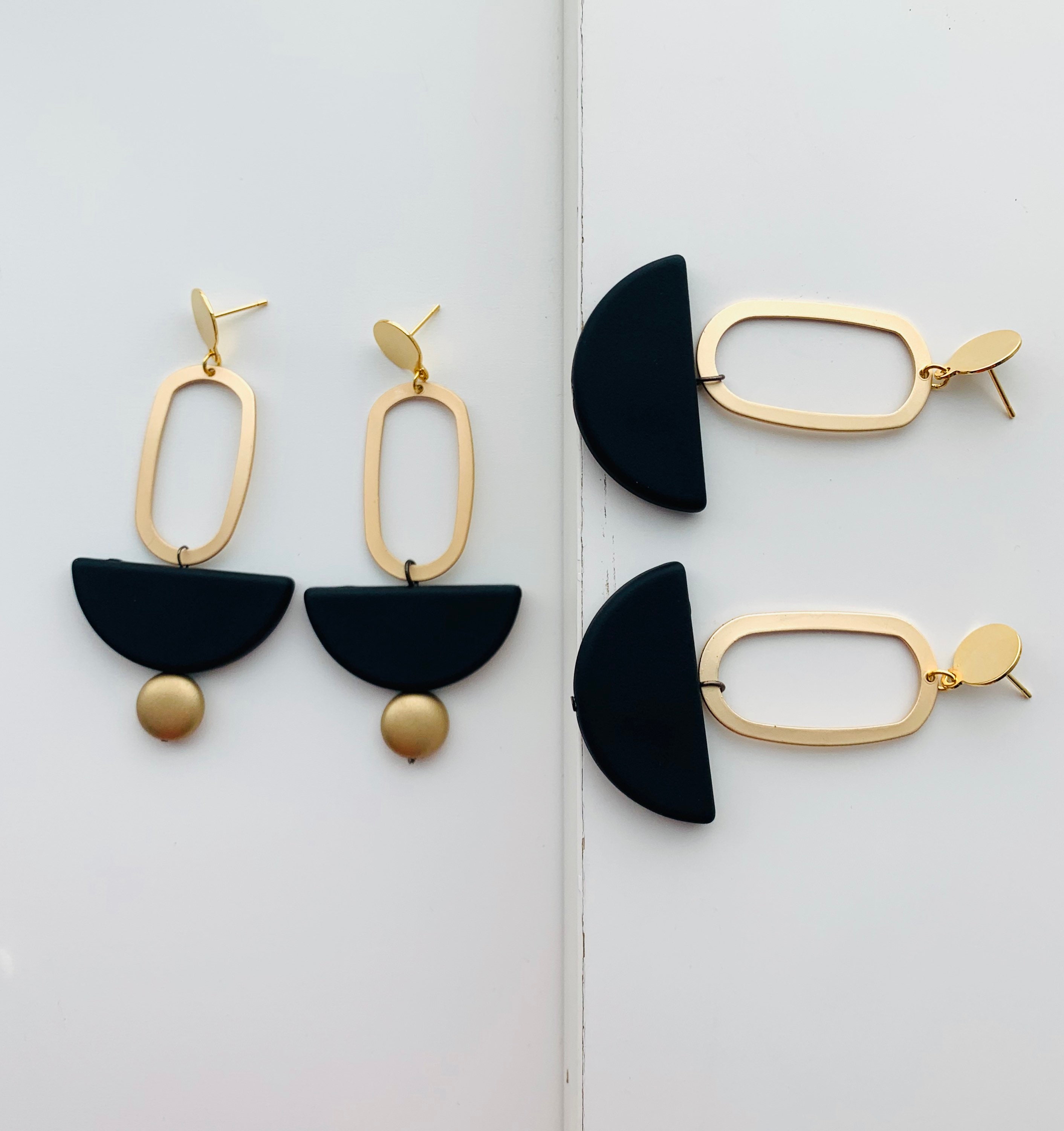 Modern Earrings Matte Gold earrings Geometric Earrings | Etsy