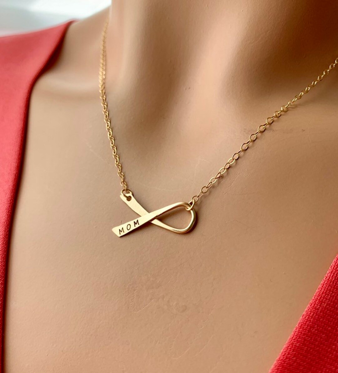 Personalized Breast Cancer Awareness Ribbon Necklace Sideways Ribbon ...