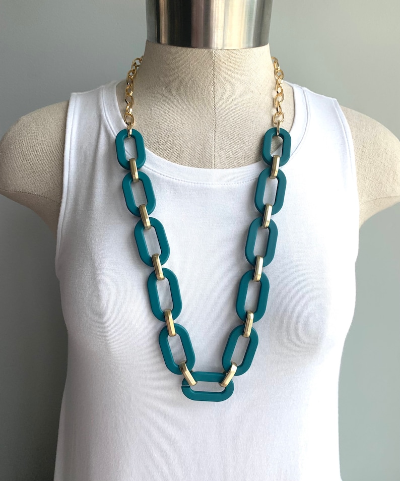 Colorful Acrylic Chain Necklace, Long Chain Necklace, Thick Chain ...