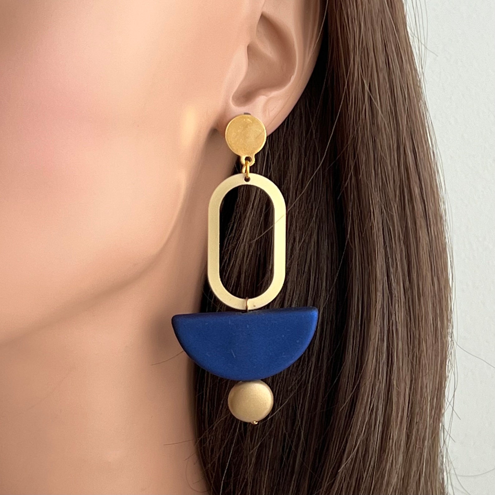 Modern Earrings Matte Gold Earrings Geometric Earrings - Etsy