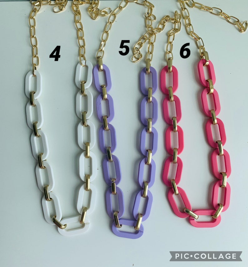 Colorful Acrylic Chain Necklace, Long Chain Necklace, Thick Chain ...