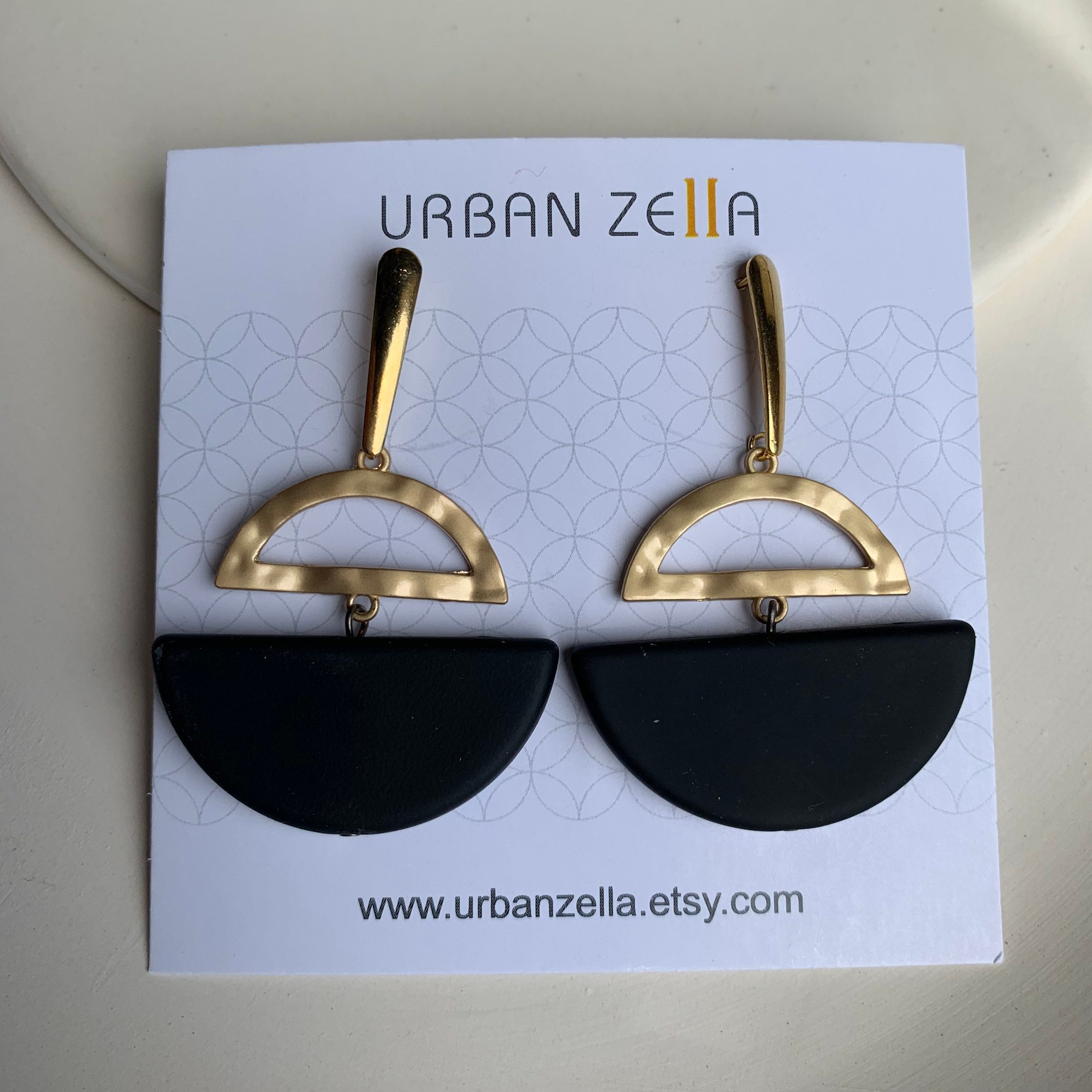 Half Circle Earrings Art Deco Style Earrings Statement - Etsy