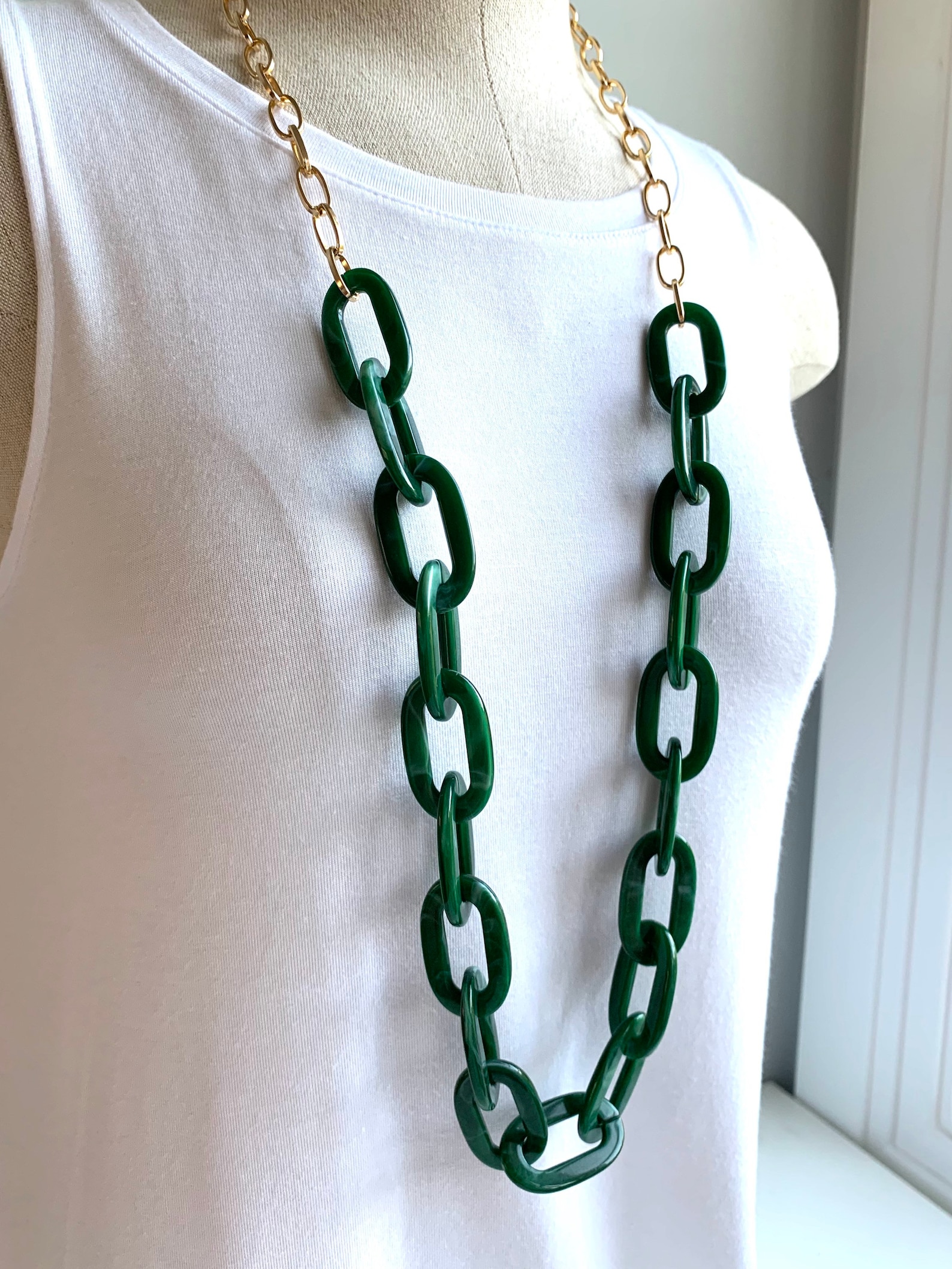 Chunky Chain Necklace Acrylic Link Necklace Long Chain | Etsy