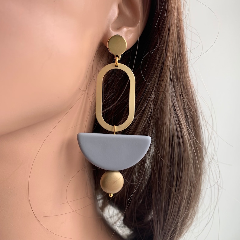 Modern Earrings Matte Gold Earrings Geometric Earrings - Etsy