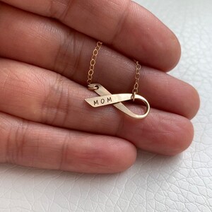 Personalized Breast Cancer Awareness Ribbon Necklace Sideways Ribbon ...