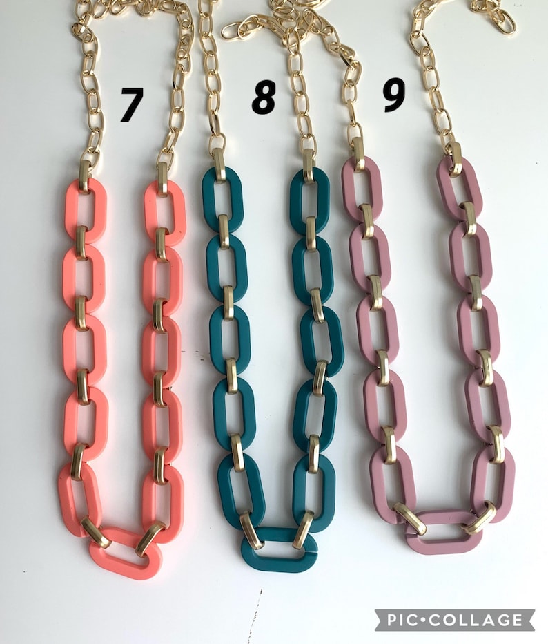 Colorful Acrylic Chain Necklace, Long Chain Necklace, Thick Chain ...