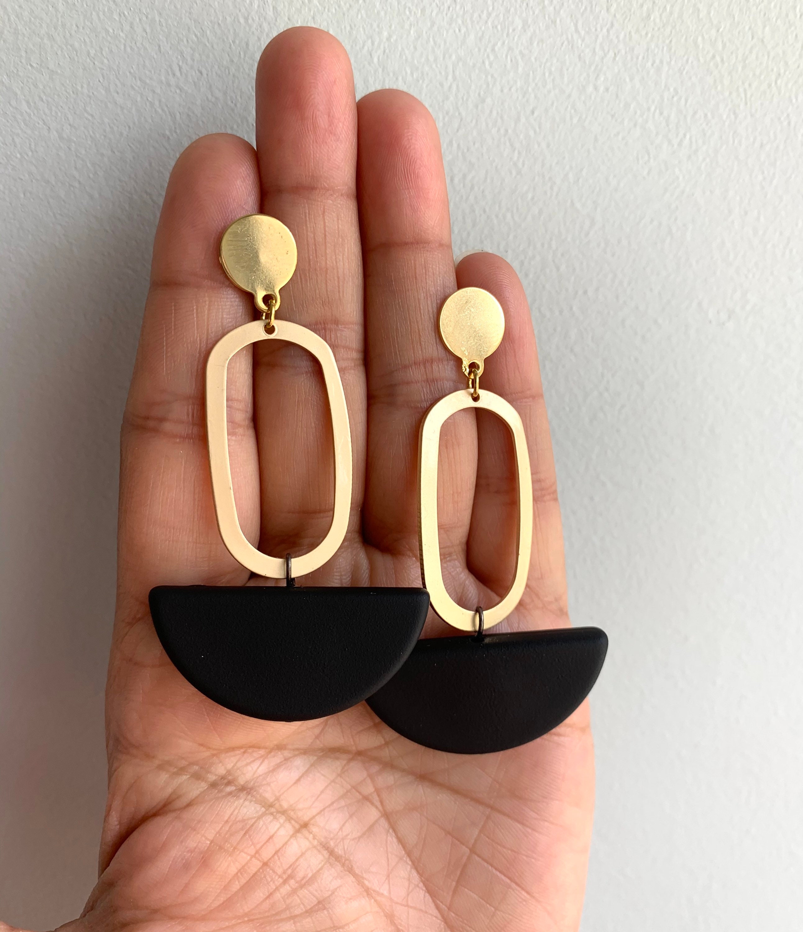 Modern Earrings Matte Gold earrings Geometric Earrings | Etsy