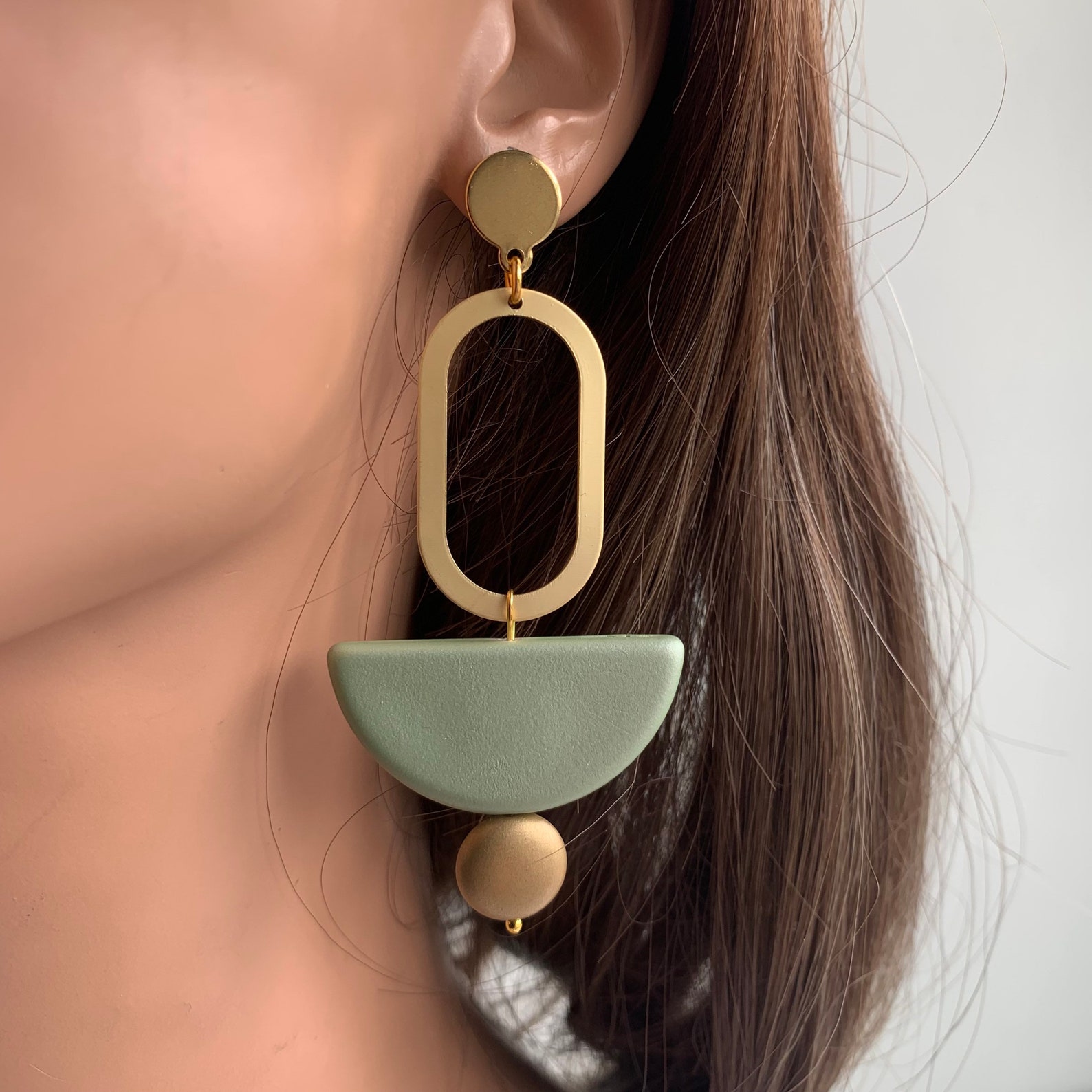 Modern Earrings Matte Gold Earrings Geometric Earrings - Etsy