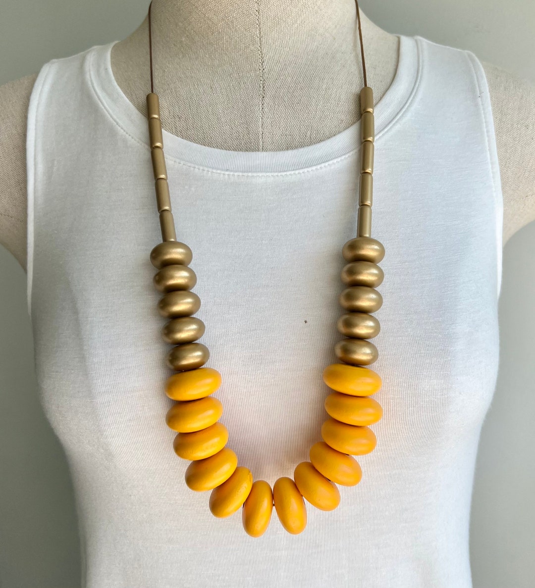 Statement Wood Necklace, Chunky Bead Necklace, Wood Bead Necklace ...