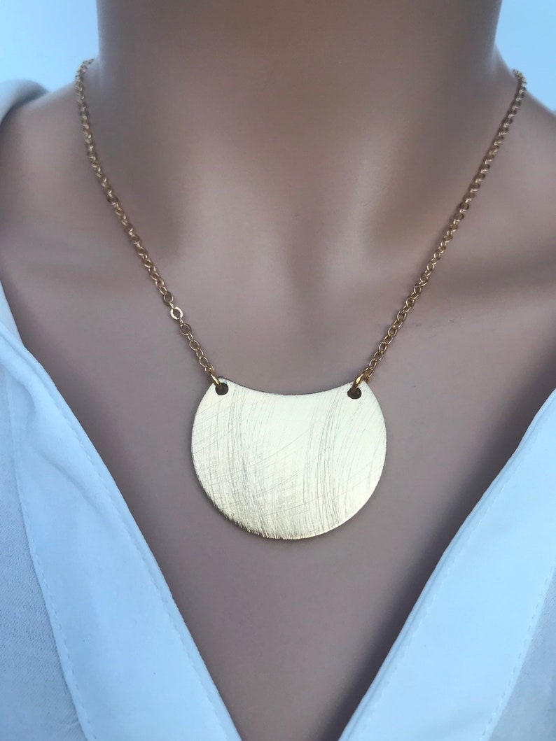 Half Moon Necklace Half Circle Necklace Brushed Gold - Etsy