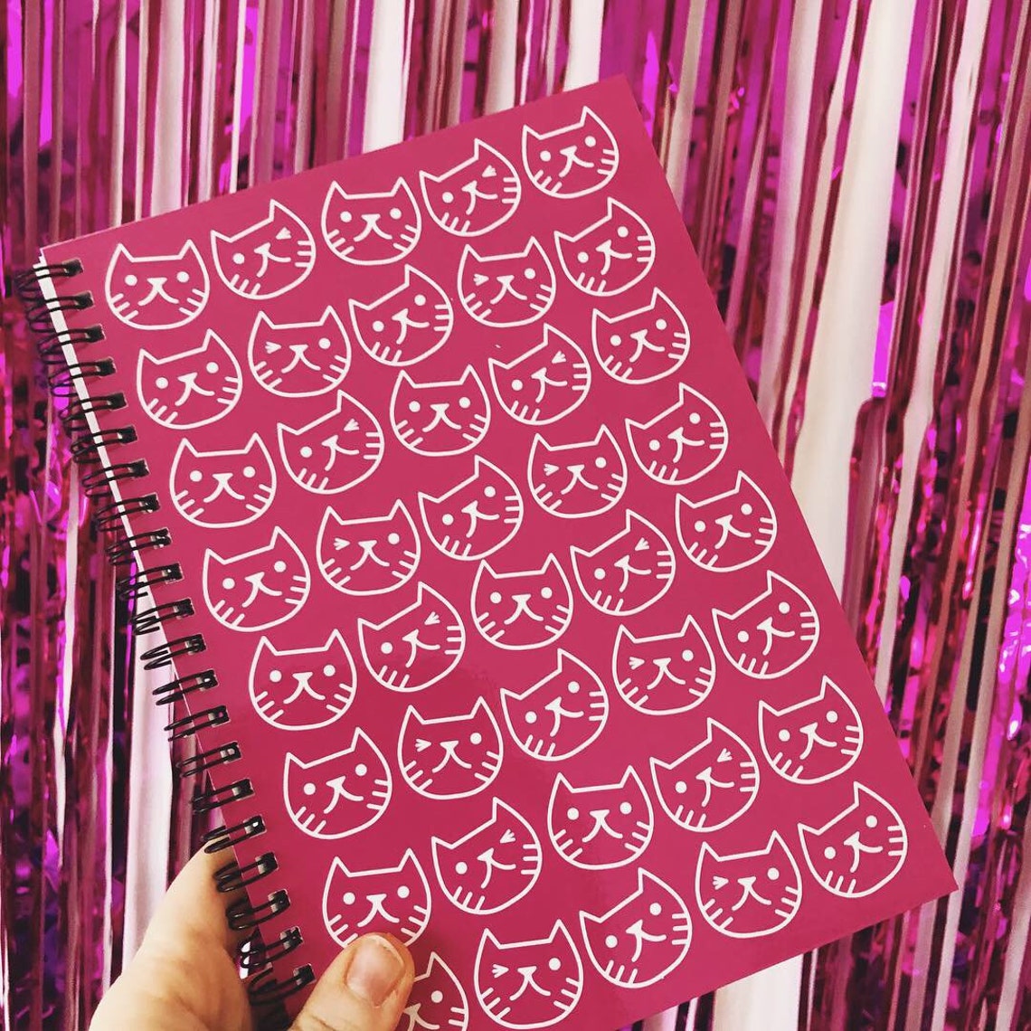 Cat Notebook Pink - Etsy