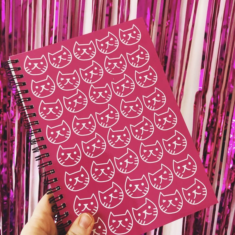 Cat Notebook Pink - Etsy