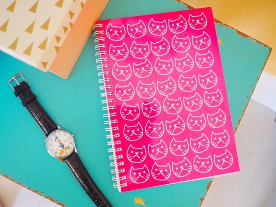 Cat Notebook Pink - Etsy