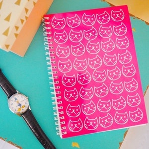 Cat Notebook Pink - Etsy