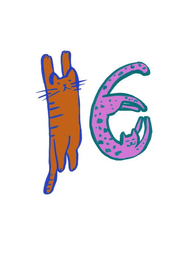 Cat Birthday Card 16th Birthday - Etsy UK