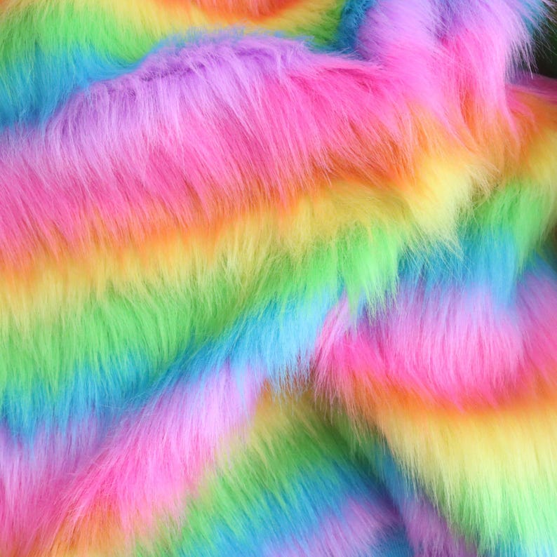 Shaggy Rainbow Fur Fabric High Pile Multiple Colors Faux Fur Fake Fur ...