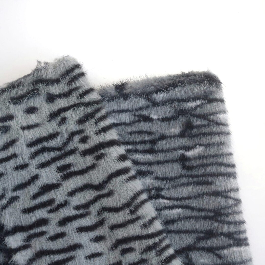 Gray Tabby Cat Faux Fur Fabric Realistic Animal Print Sofy Plush Toy ...