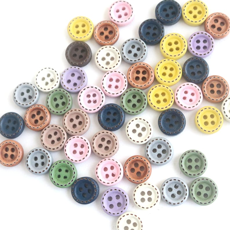 8mm 10mm Wooden Buttons Doll Clothes Buttons Miniature Wooden Button ...