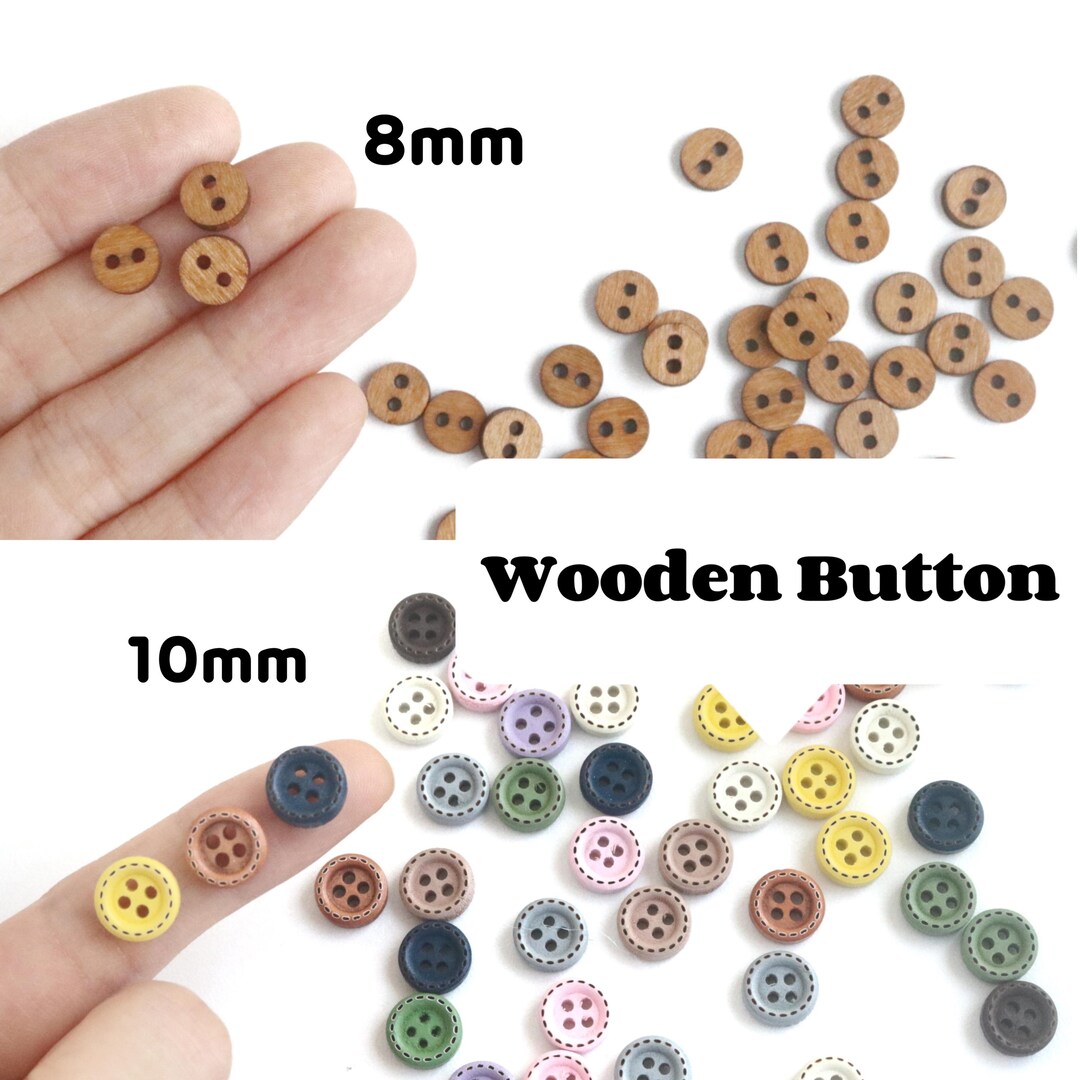 20pcs-8mm 10mm Wooden Buttons Doll Clothes Buttons Miniature Wooden ...