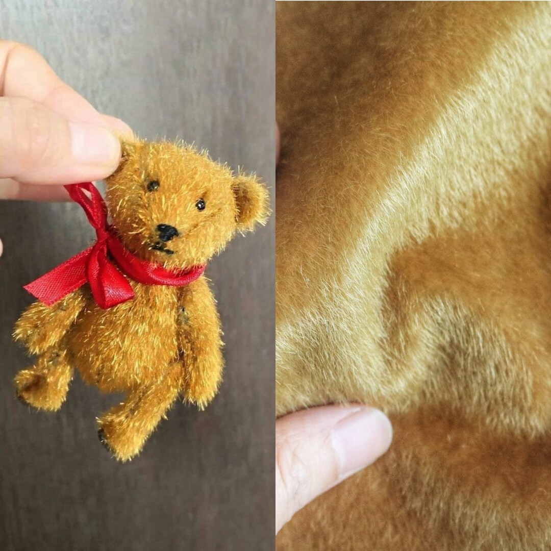 Shiny Mini Bear Fabric Miniature Bear Making Material Long Pile Mini ...