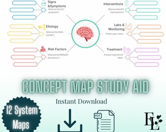 Nursing Concept Map Nursing Student Template Nursing - Etsy