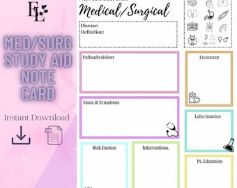 PRINTABLE Nursing School Medical Surgical Template/ Med Surg Study ...