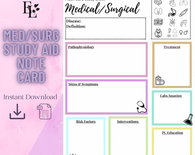 PRINTABLE - Nursing School Medical Surgical Template/ Med Surg Study ...