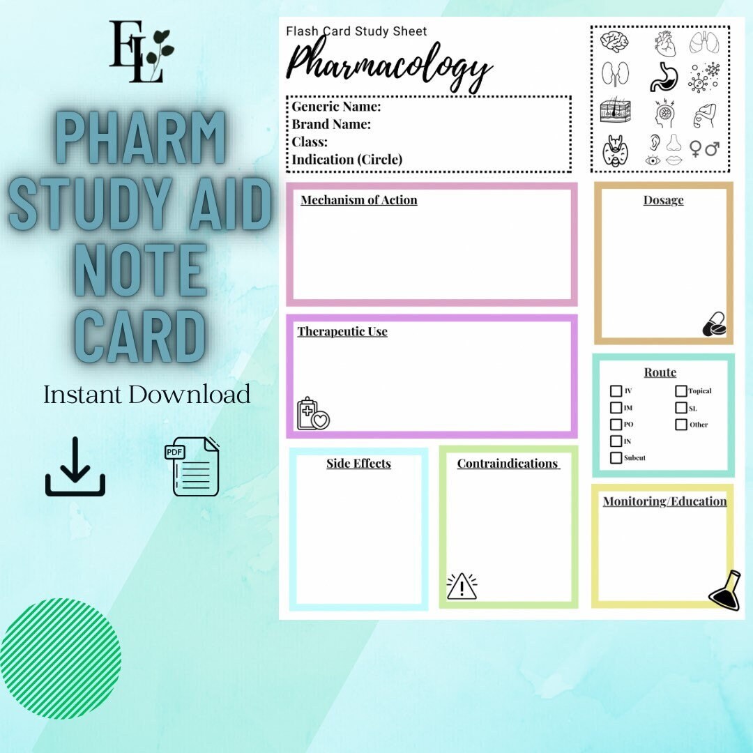 PRINTABLE- Nursing School Pharmacology Template/ Pharm Study Guide ...