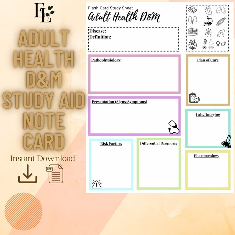 PRINTABLE- Nursing School Advanced Adult Health Notes Template/ Adult ...