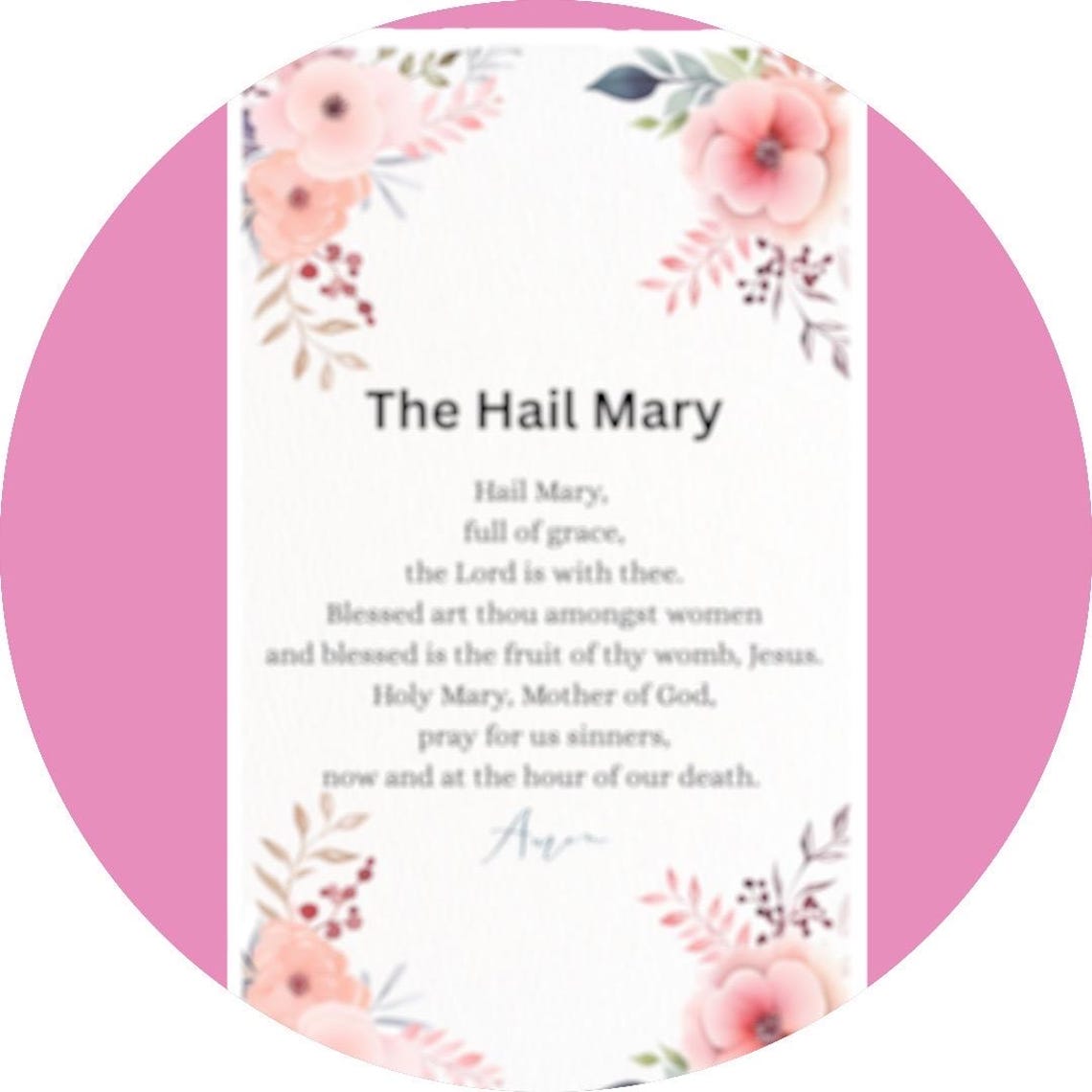 Hail Mary Digital Prayer Card - Etsy