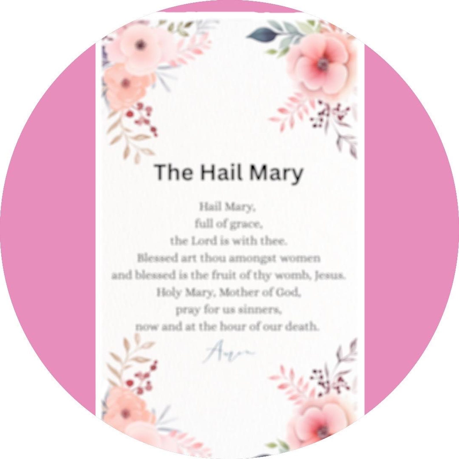 Hail Mary Digital Prayer Card - Etsy