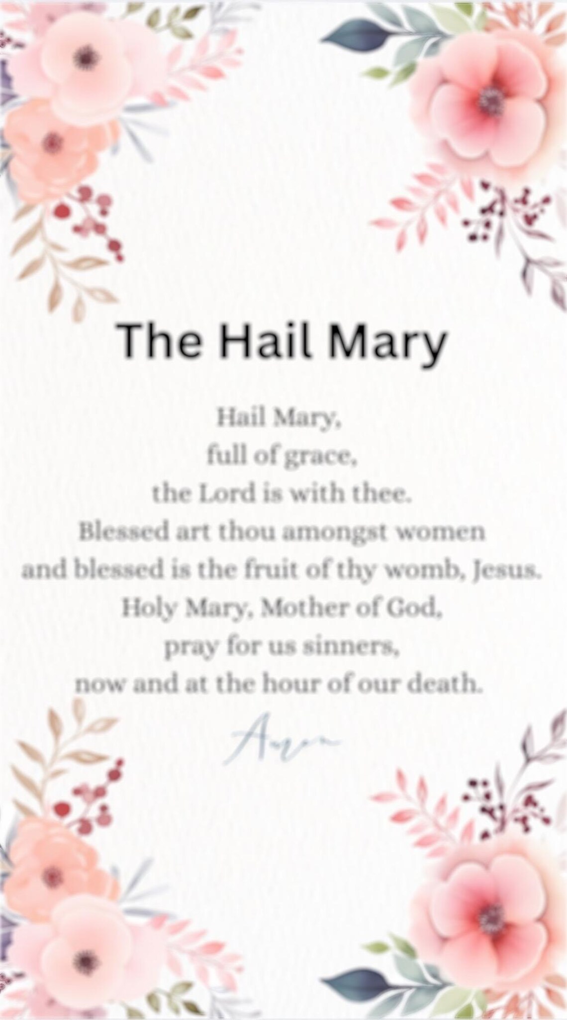 Hail Mary Digital Prayer Card - Etsy