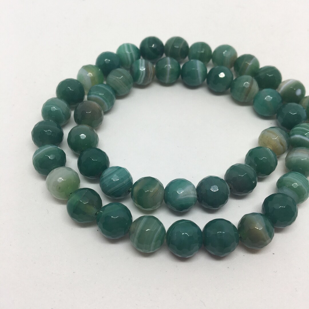 Stones Round Green Marbled Faceted 8mm - Etsy UK