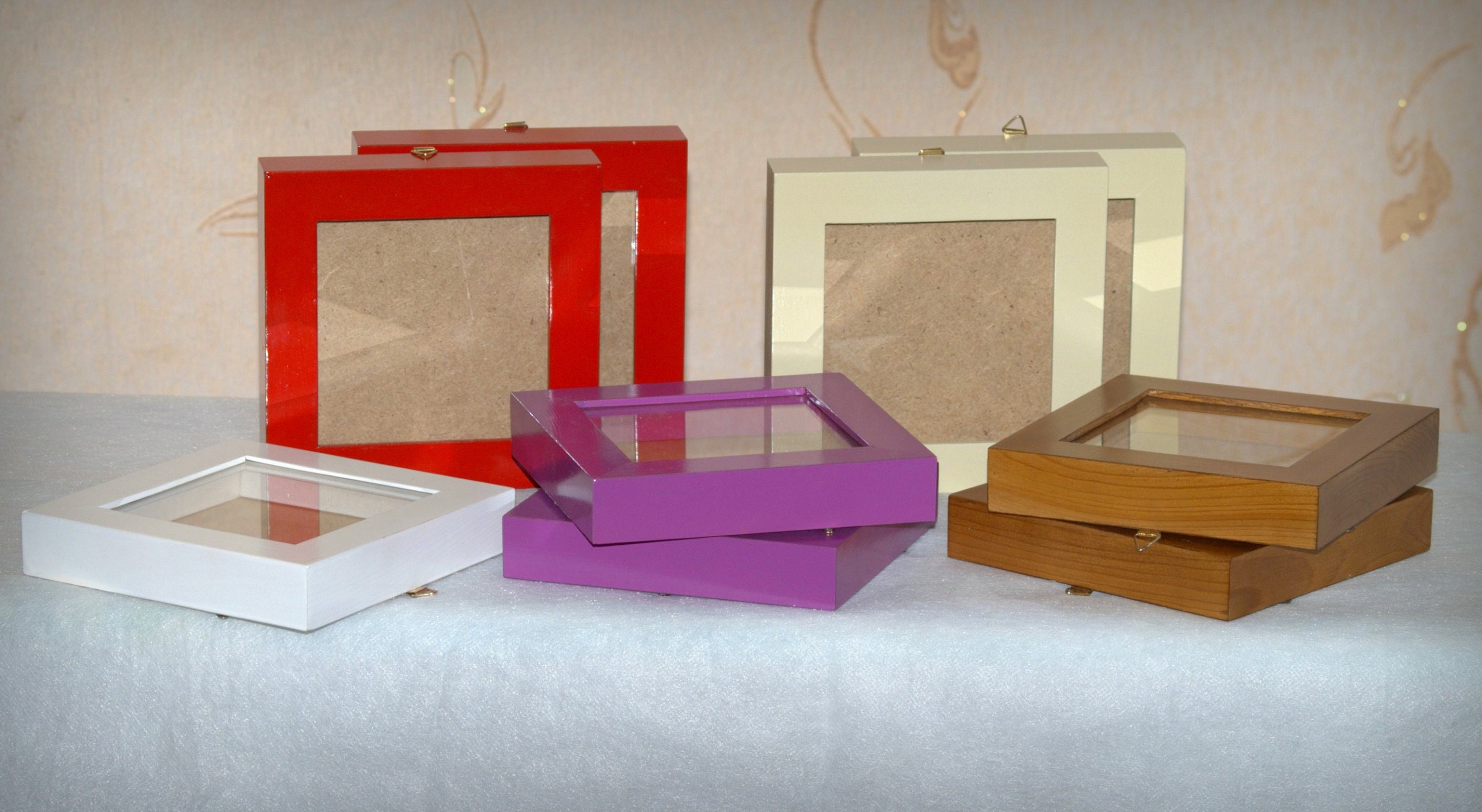 Set of 9 Deep Colored Frames. Wooden 3D Deep Photo Frame. Display Box ...