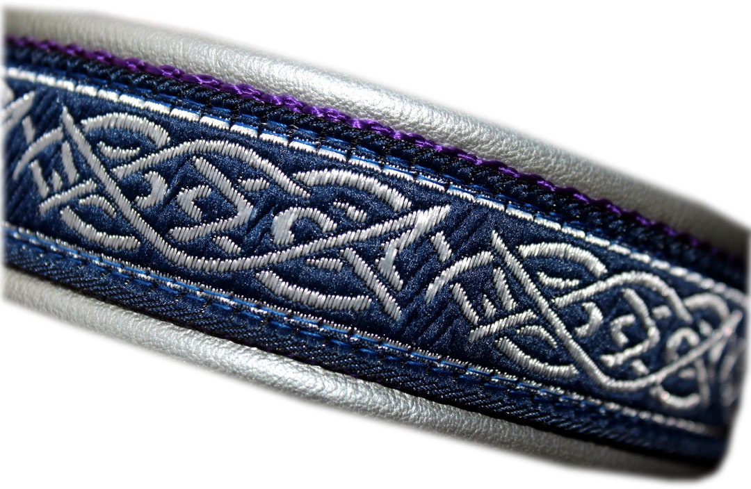 Celtic Knot Dog Collar Leather, Silver Blue, Adjustable With Buckle ...