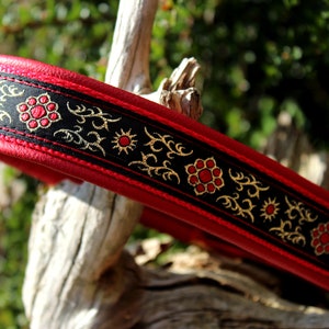 Red Dog Collar Leather, Gold Metallic Sparkly, Custom Handmade, Buckle ...