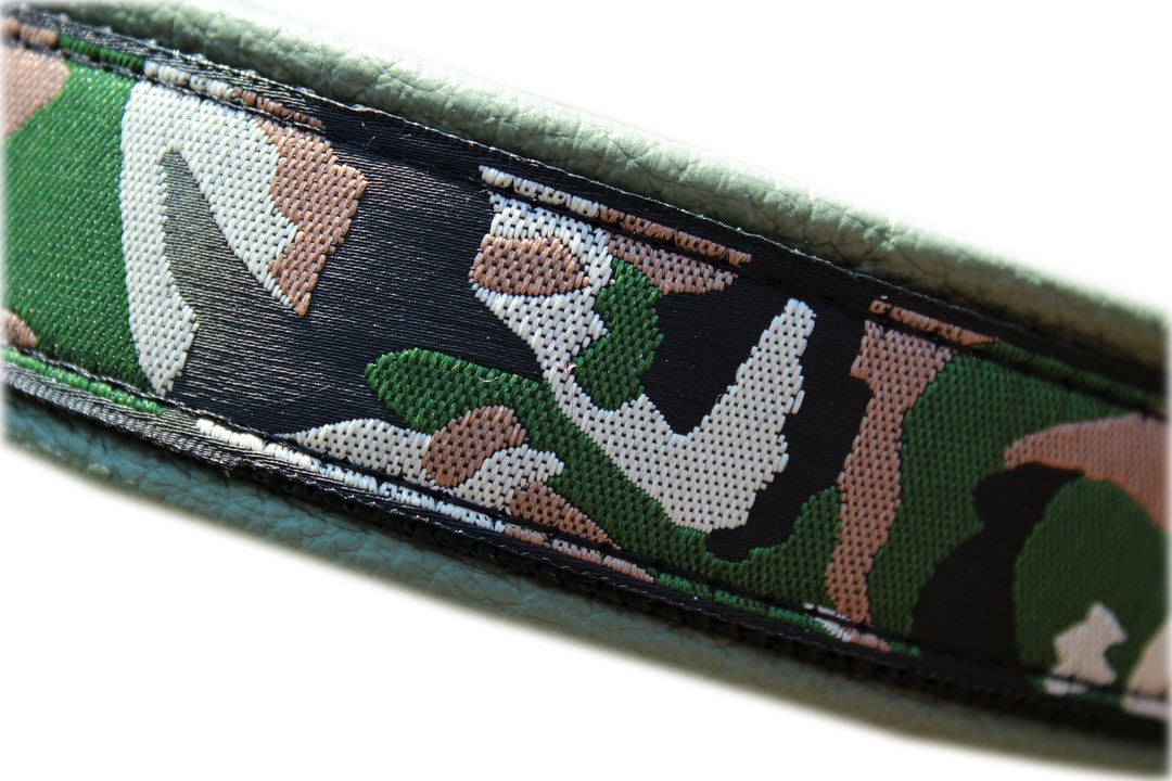 Camouflage Dog Collar, Army Green Leather, Martingale Limited Slip ...